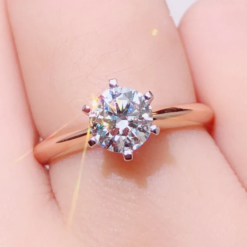 Роскошный Пасьянс 1CT CZ Диамант кольцо 925 пробы серебряные ювелирные изделия обручальные ...