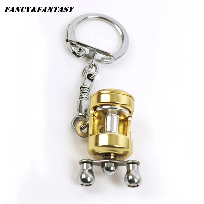Fancy&Fantasy Fish Wheel keychain Gold Color Fly Fisherman Spinning ...