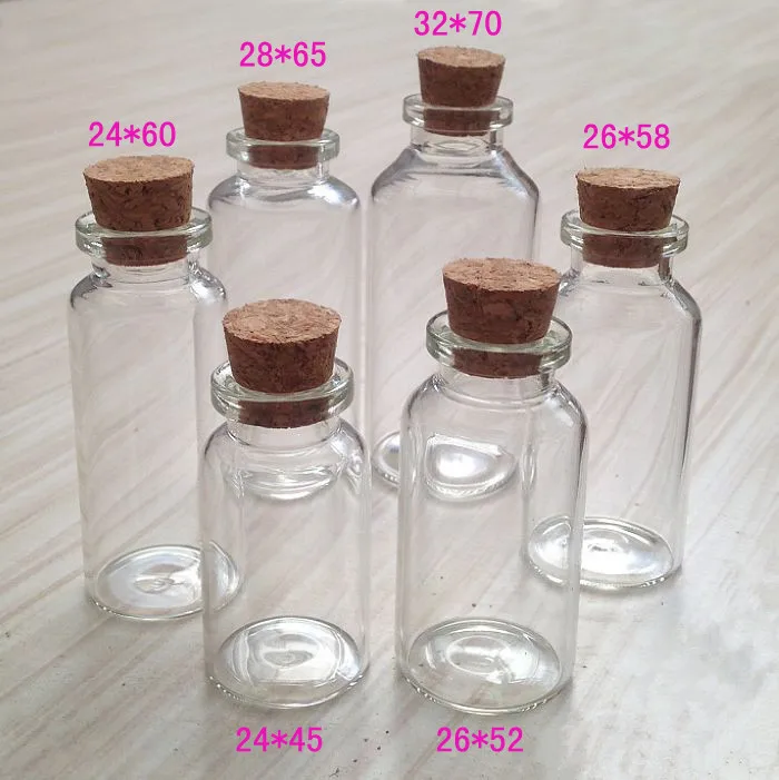 Mini botella de vidrio con tapón de corcho, 12 ml, 15 ml, 20 ml, 25 ml ...