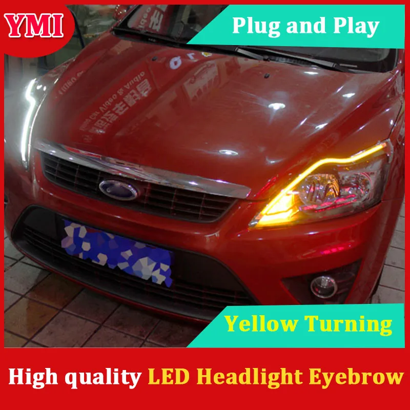 LED Headlight Eyebrow Daytime Running Light White DRL With Yellow Turn ...