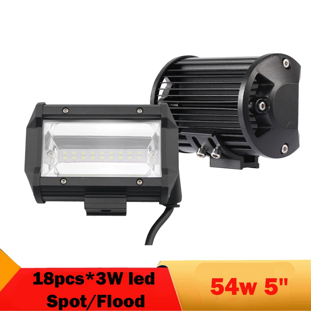2PCS 5 INCH 54W LED Work Lights 12v 24v Offroad 4WD 4x4 Light SUV Truck ...