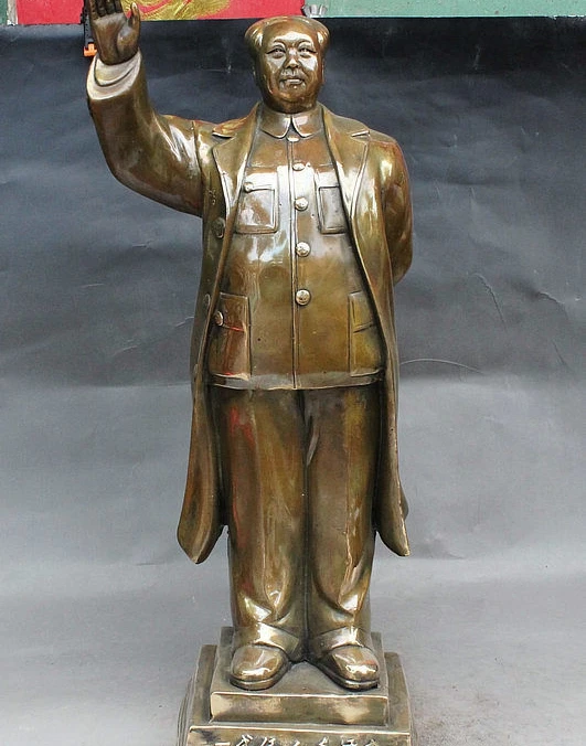 22" Famous Chinese Bronze Great Leader Politician Raise hand Mao Zedong ...