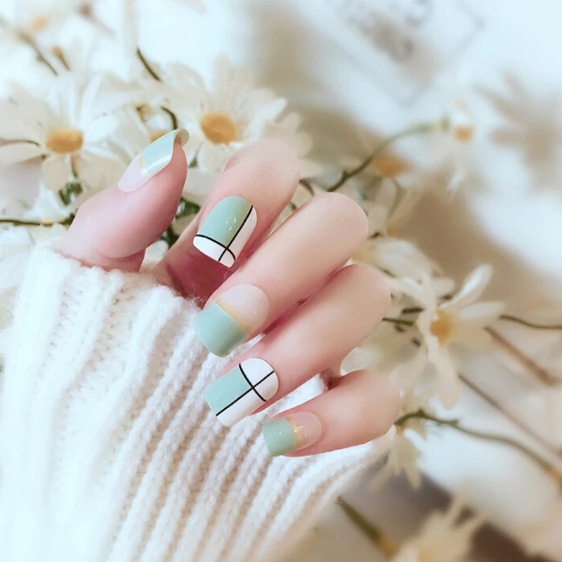 34 стиля 24 шт Модные накладные ногти с рисунком «кошачий глаз полное покрытие Длинные