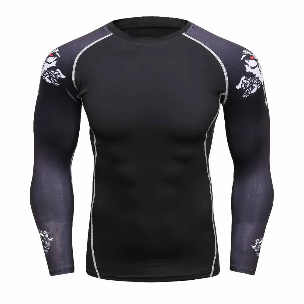 Mens Compression Shirts Bodybuilding Skin Tight Long Sleeves Jerseys ...