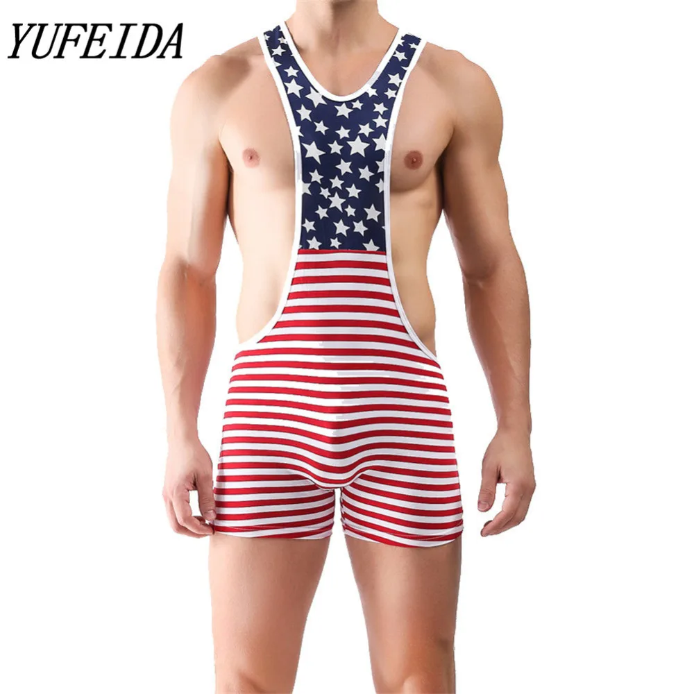 Hot Sexy Mens Imitation Leather Jockstrap American Flag Underwear Gay Man Sex Costumn Lingerie 