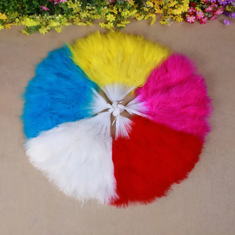 Stylish Soft Fluffy Wedding Hand Fan goose feather fan Dress Costume ...