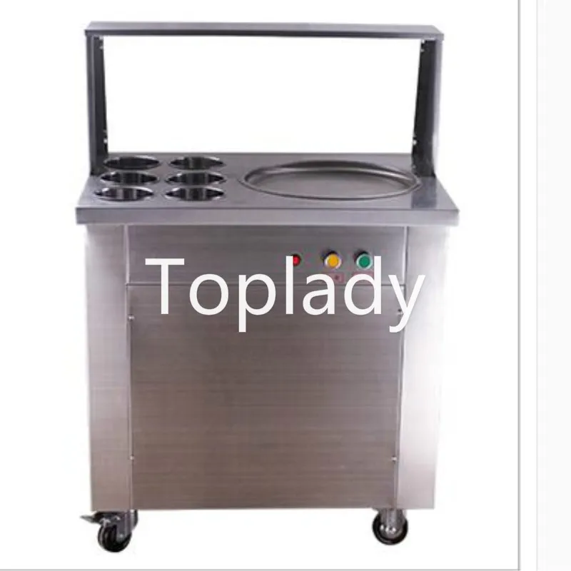 one pan six buckets fried ice cream roll machine,2017 LED light ice pan ...