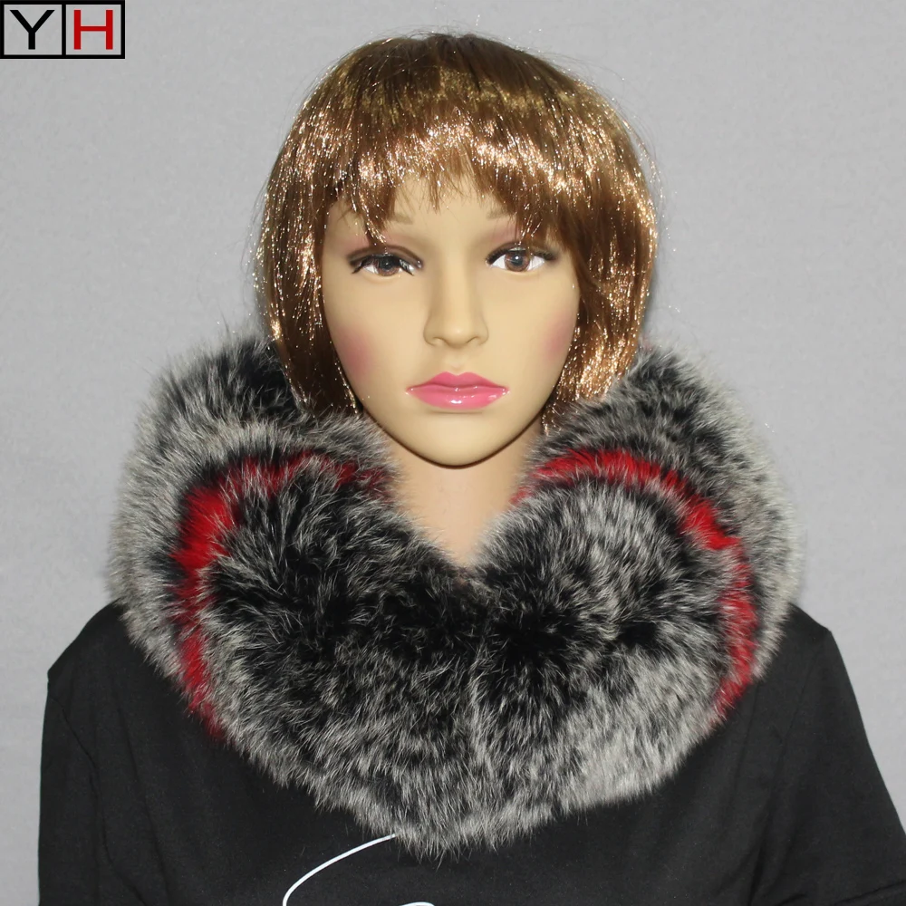 100%Natural Real Fox Real Fur Collar Scarf Genuine Big Size Scarves ...