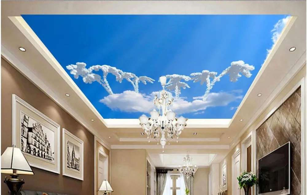 custom 3d ceiling wallpaper Mushroom cloud living room 3d wallpaper for ...