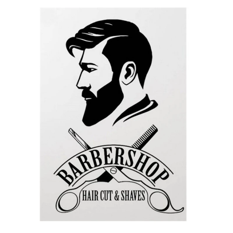 Barbershop Logo Vinyl Sticker Barber Shop Window Decal Hair Cut And ...
