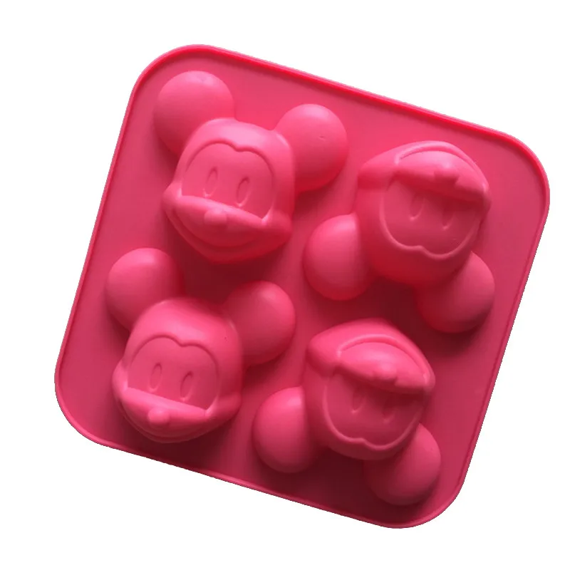 Mickey Mouse Mold 4 Cavities Silicone Cake Baking Mold Cake Pan Muffin ...