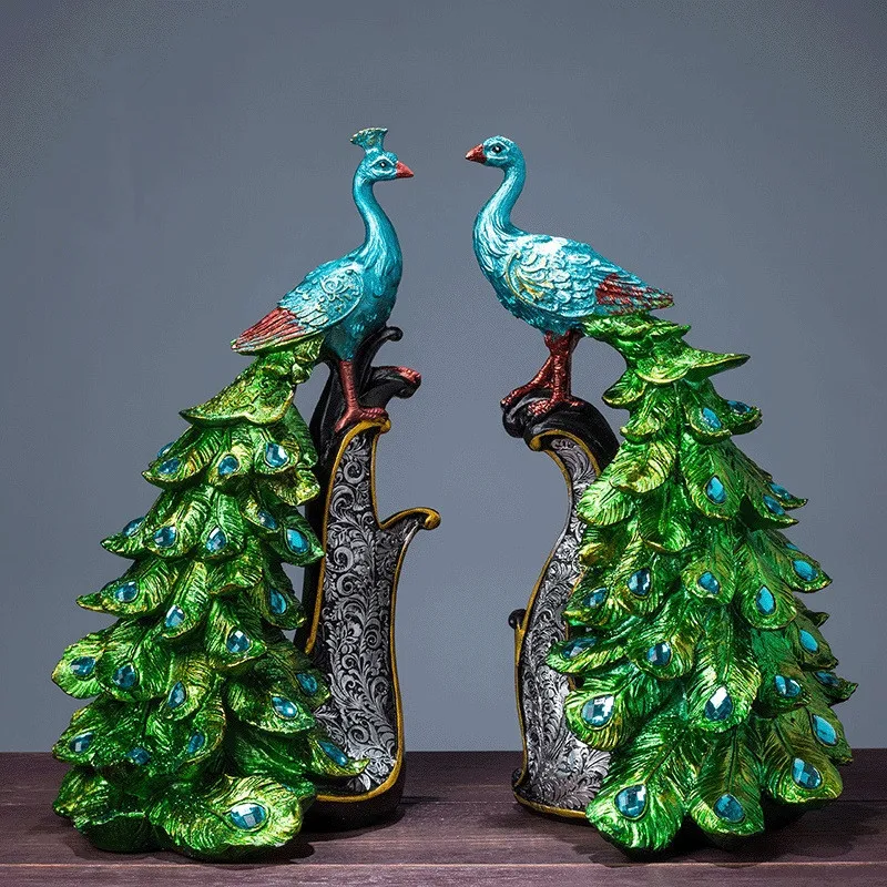 European crafts resin peacock ornaments porch new house modern home ...