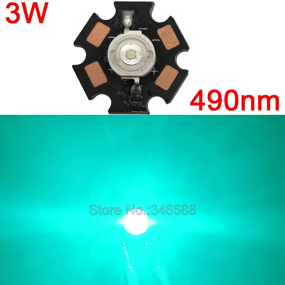 10pcs-3W-490nm-495nm-Cyan-Color-High-Power-LED-Light-Emitter-Diode ...