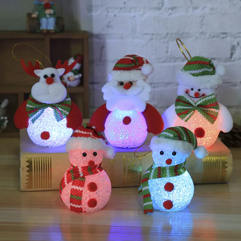 LED Snowman Santa Light Up Chrismas Ornament Small Light Xmas Tree ...
