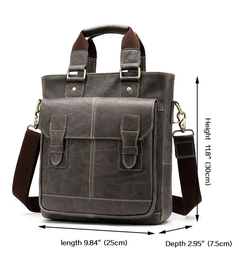 Genuine Leather Laptop Bag For Men Vertical Handbag - Stylish Bags