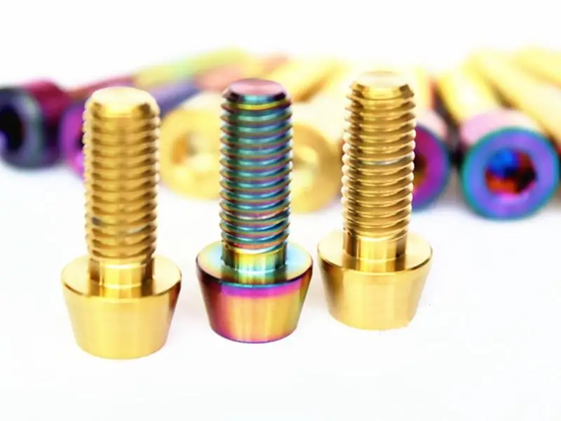 4 PCS M6x18/20mm Pitch 1.0mm GR5 Titanium Cone Head Screw For Bicycle ...