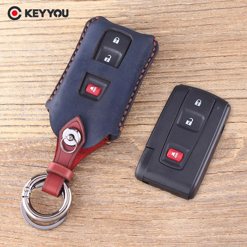 KEYYOU Protector 3 Buttons Remote Genuine Leather Key Case Shell For ...