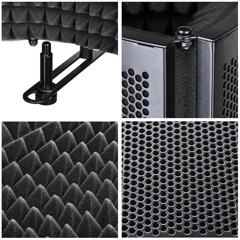 Folding Studio Microphone Isolation Shield Recording Sound Absorber ...