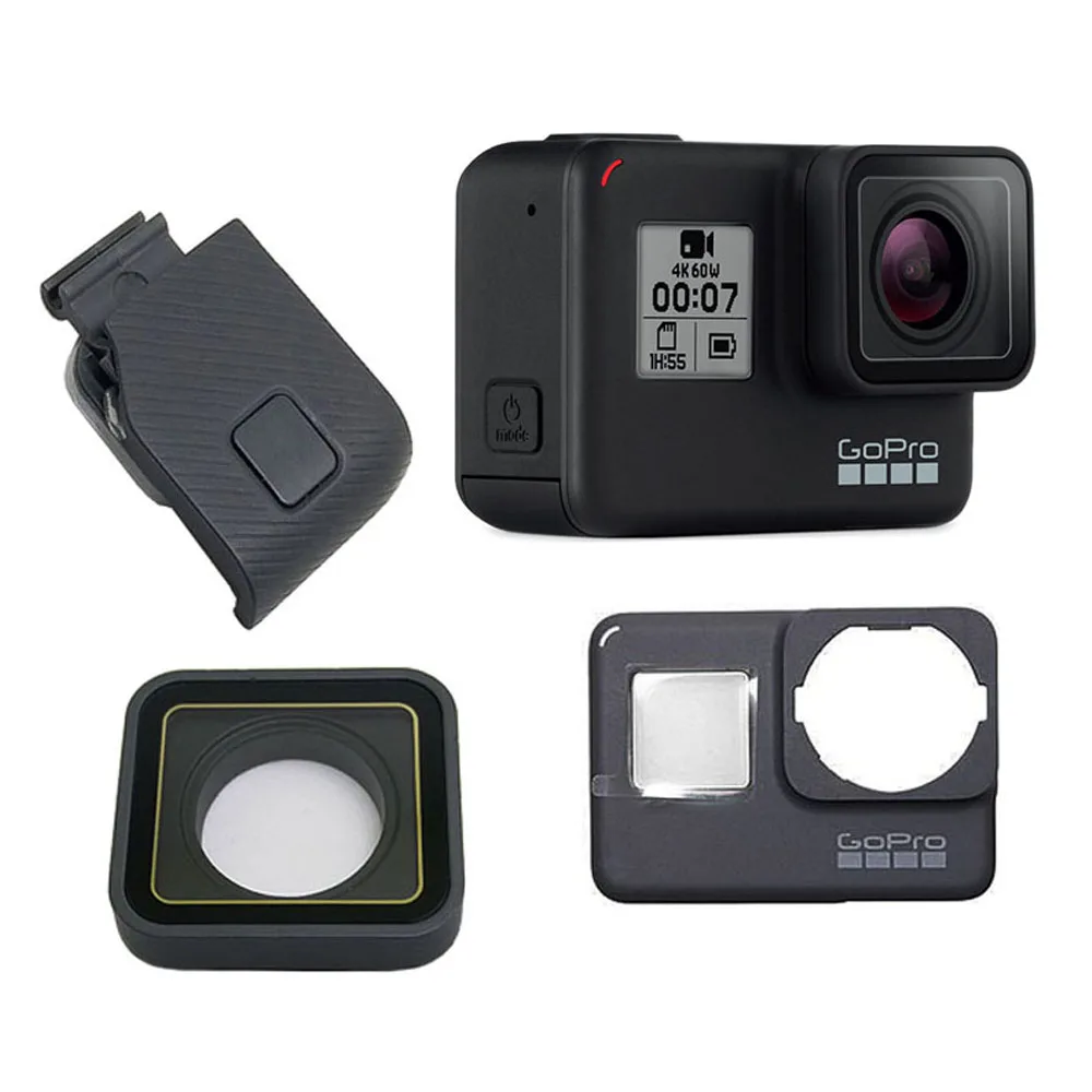 교체 GoPro body Hero56 블랙 7 베어 메탈 패널 카메라, 사이드 오프닝 커버 교체 렌즈 UV 미러 커버 액세서리 ...