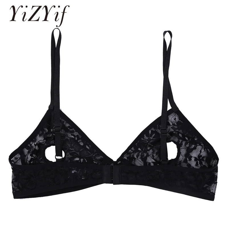Yizyif Women Sexy Open Nipple Bra Lingerie Soft Lace Sexy Bra Floral Sheer Nipple Hollow Out