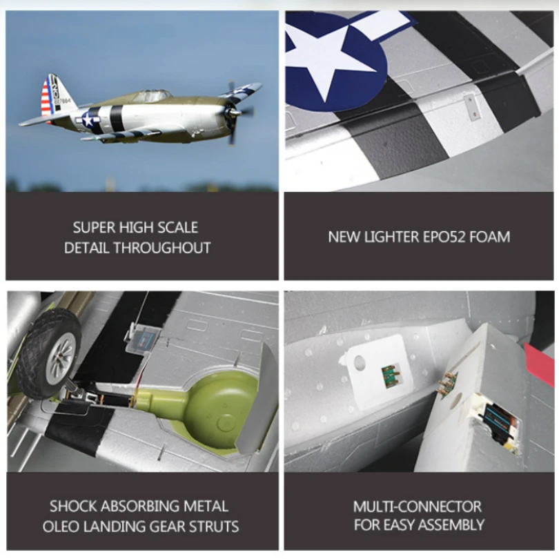 FMS 1500MM 1.5M P47 P-47 Razorback Bonnie 6S 6CH with Flaps Retracts ...