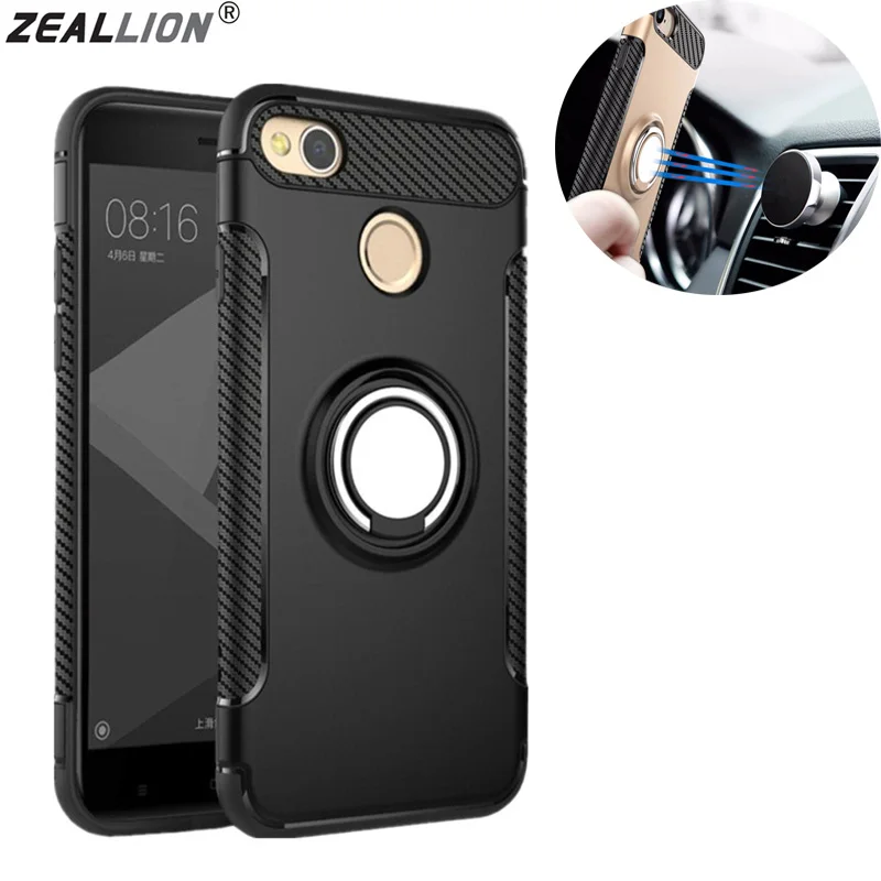 ZEALLION For Xiaomi Redmi 4X Case 2 in 1 Shockproof 360 Degree Hybrid Armor Ring Magnetic Stand ...