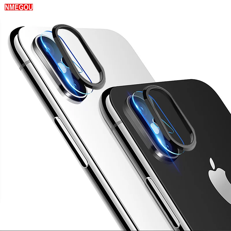 For IPhone X Camera Phone Lens Ring Aluminum Cover + Lens Protector for ...