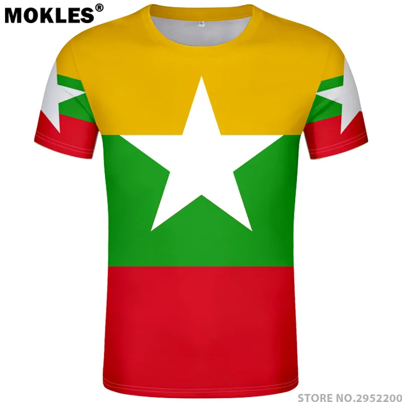 MYANMAR t shirt free custom made name number mya t shirt nation flag mm ...