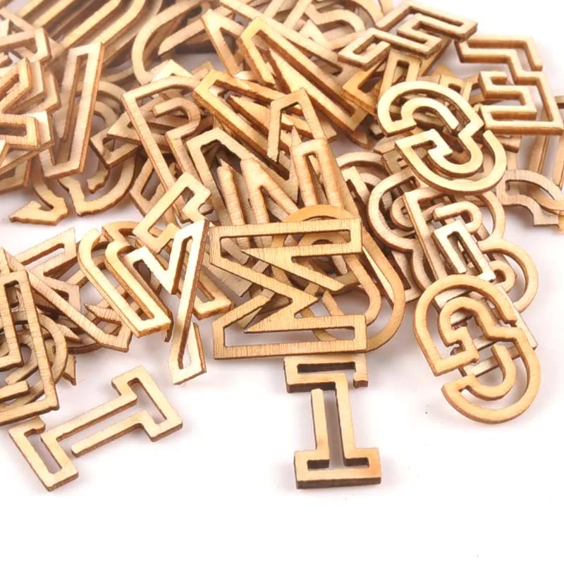 22x15mm Natural Wooden Hollowed-out Letter/alphabet For DIY Crafts Home ...