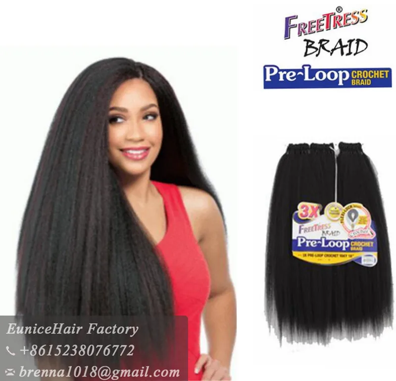 New Freetress 3x Pre Loop Yaky Crochet Braid Flexi Lock Pre Loop Yaki Crochet Hair Extension