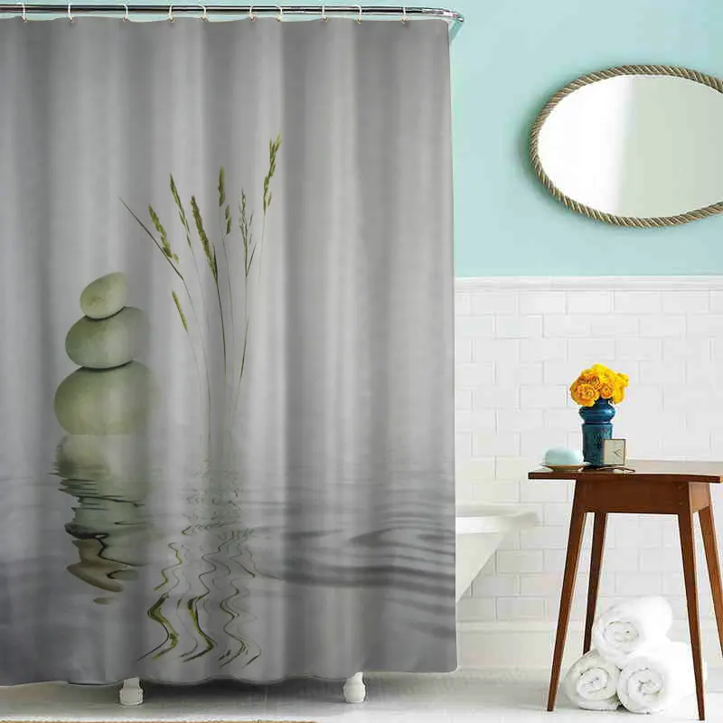 Waterproof Bath Curtains Modern Stone Custom Distinctive Night Scenic