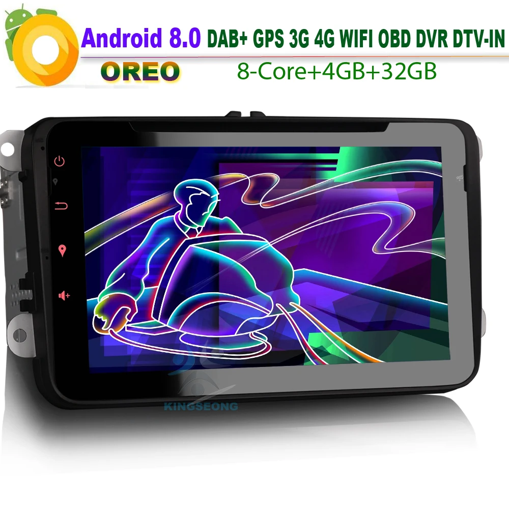 8 "Android 8.0 DAB + Araba Stereo GPS Sat Nav WiFi 3G Radyo RDS BT USB ...