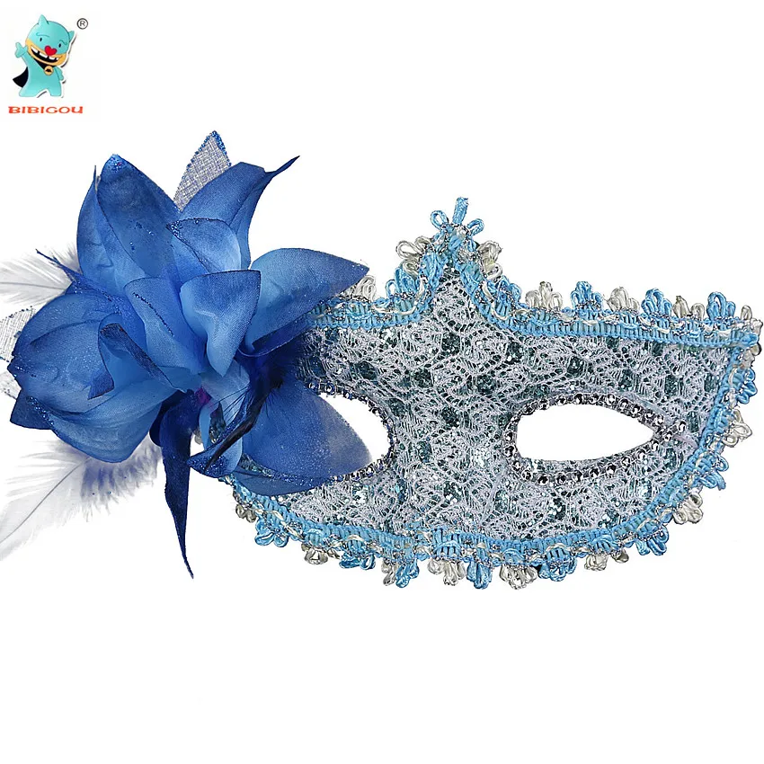 BIBIGOU Party Mask Sexy Venetian Lace Feather Ball Masquerade Blue ...