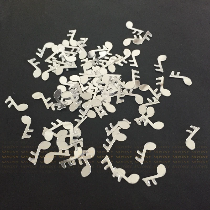 1000pcs/pack 10mm Silver Sparkle Music Note Wedding Table Scatters ...