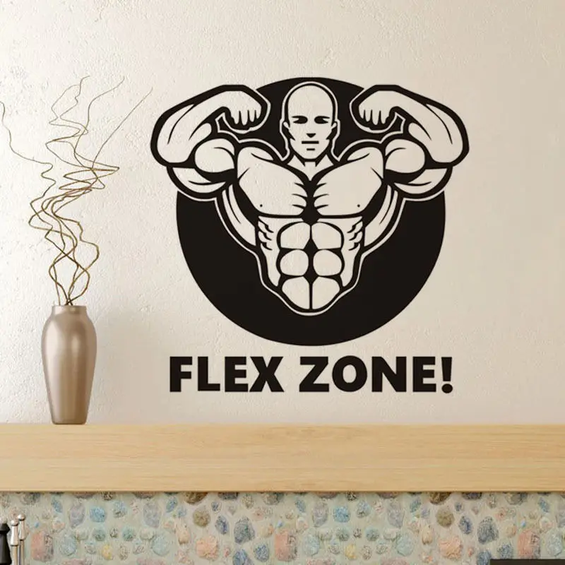 Muscle Man Decals Quotes Flex Zone Art Mural Wallpaper Removalbe Wall ...