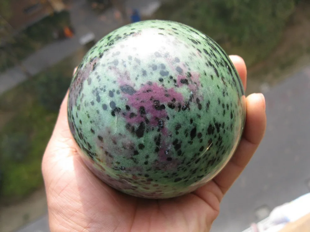 1150g(2.53lb) Natural Green Ruby Zoisite Gem Stone Crystal Sphere ...