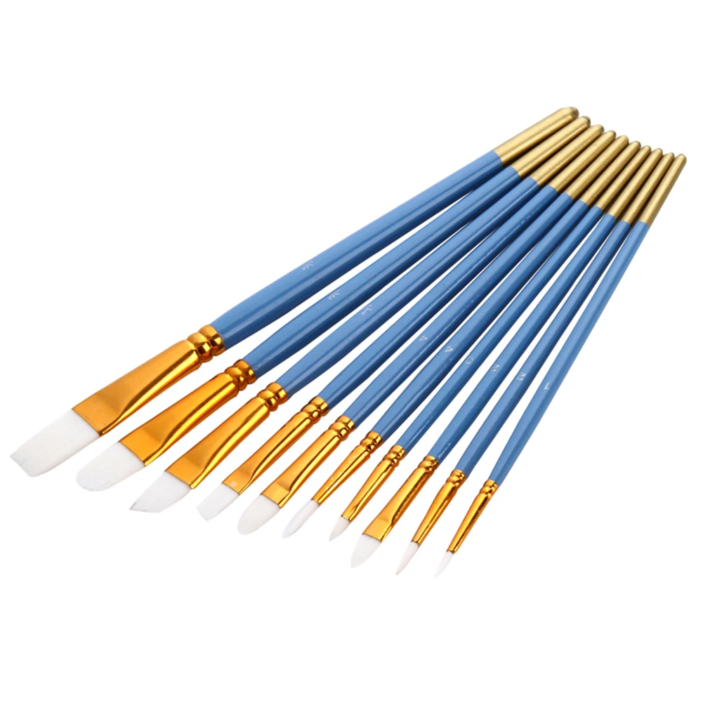 10Pcs Set Different Size Paint Brush Pens For Artist Watercolor Oil 10Pcs Set Different Size Paint Brush Pens For Artist Watercolor Oil
