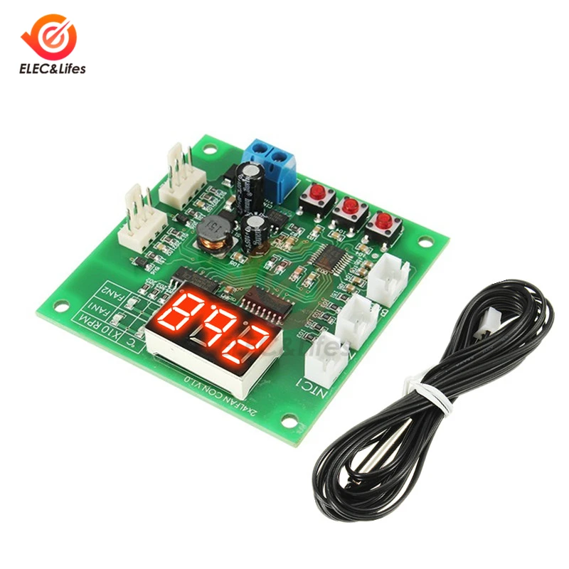 Dc 12v 24v 4 Wire Pwm Fan Digital Temperature Controller Fan Motor ...