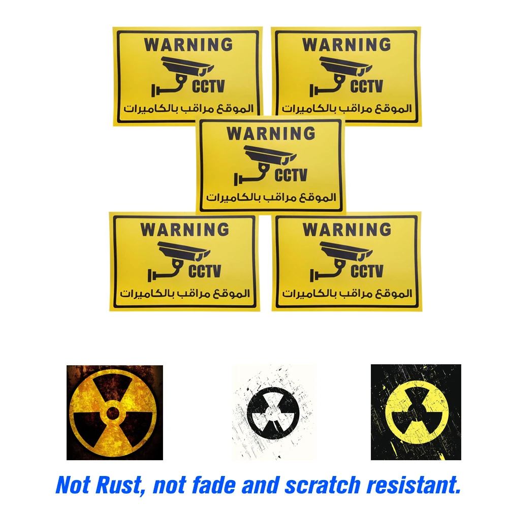 5pcs/lot Arab Arabic Warning & Safety Signs CCTV Security Camera ...