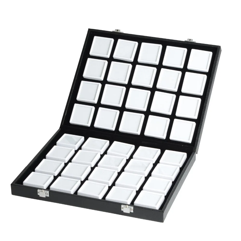 Portable Black PU Leather Travel Gem Box Gemstone Storage Case Jewelry ...