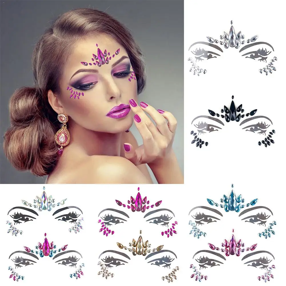 Buy 1 Sheet 3d Acrylic Crystal Facial Sticker Festival