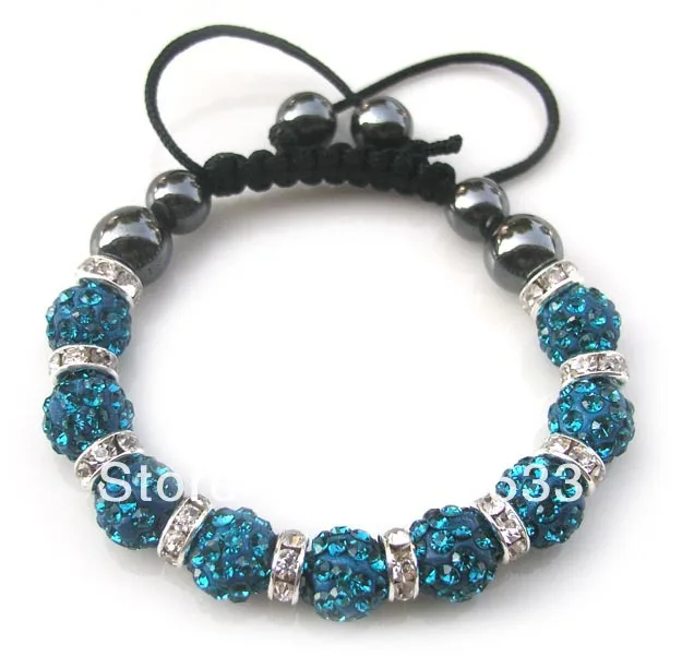 Free-shipping-2pcs-women-girls-dark-cyan-clay-crystal-beads-silver ...