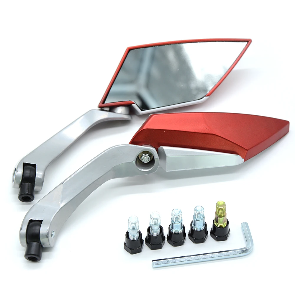 Blendfreier Rückspiegel Motorrad Lenkerendspiegel Rot - Universal Rückspiegel 8/10mm Gewinde ...