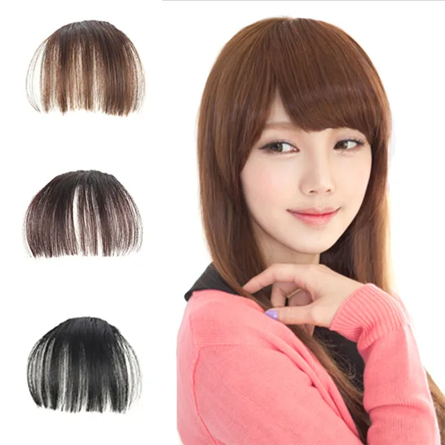 Hair styling accessory False Hair Bangs Fake Hair Extension pieces Clip ...