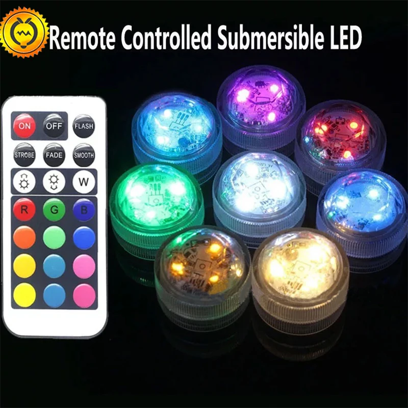 10pcs LED Multi Color Submersible Remote Controlled Mini Night Lights ...