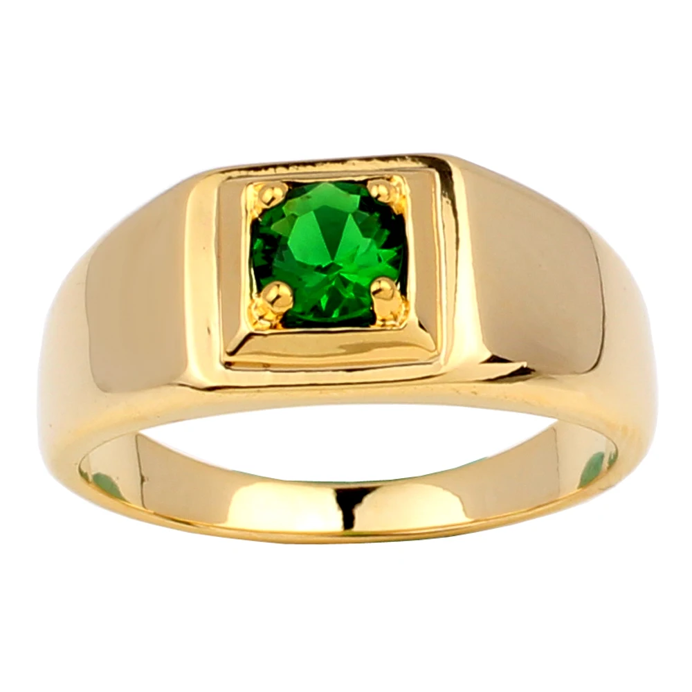 Fashion Gold Color Ring For Men Pure Band 5.5mm Round Stone Jewelry ...