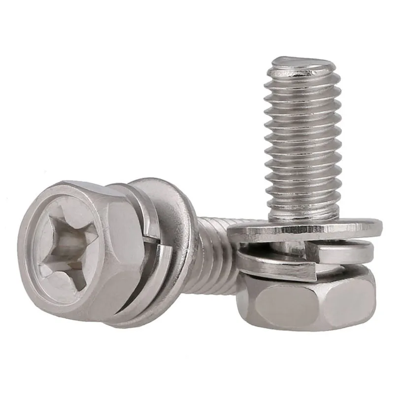 M8-12-16-20-50mm-304-Stainless-Steel-Hexagonal-Combination-Screws-Cross ...