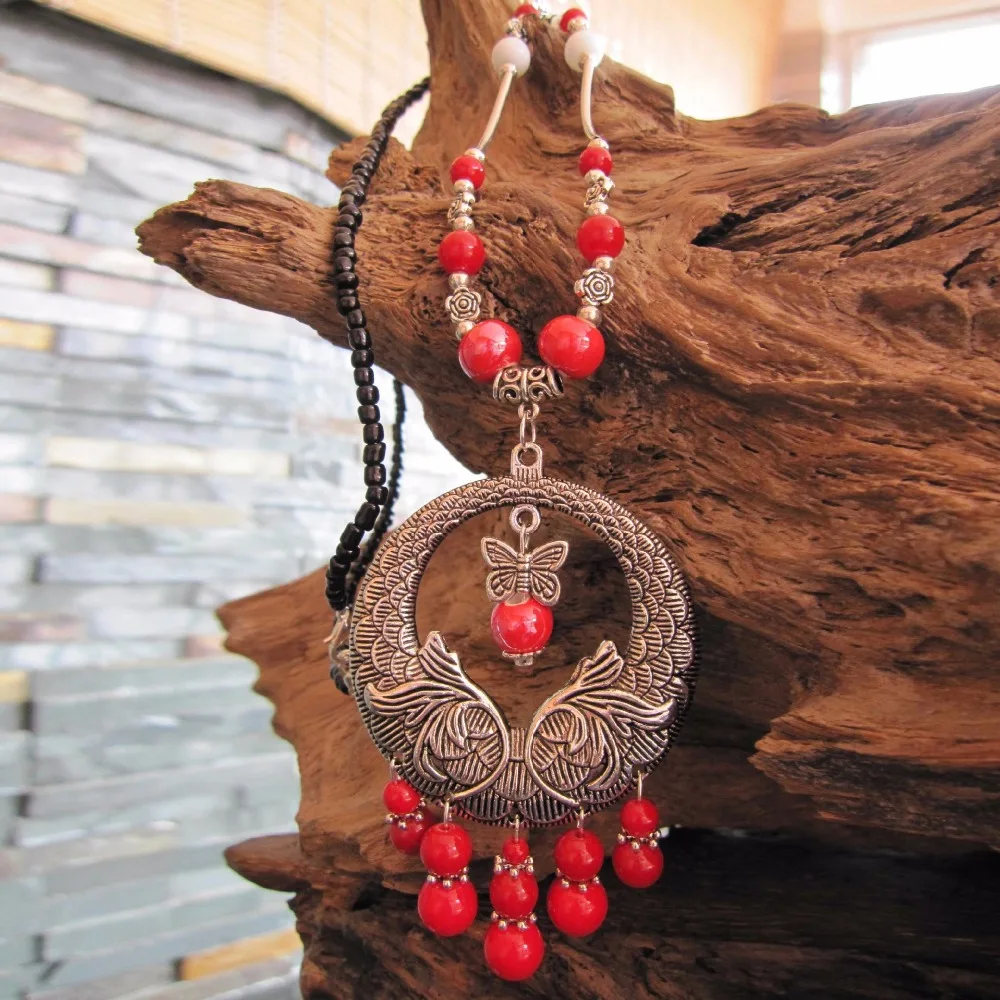 Elegant Chinese Style Long Necklace Retro Silver Color Pendant Necklace ...