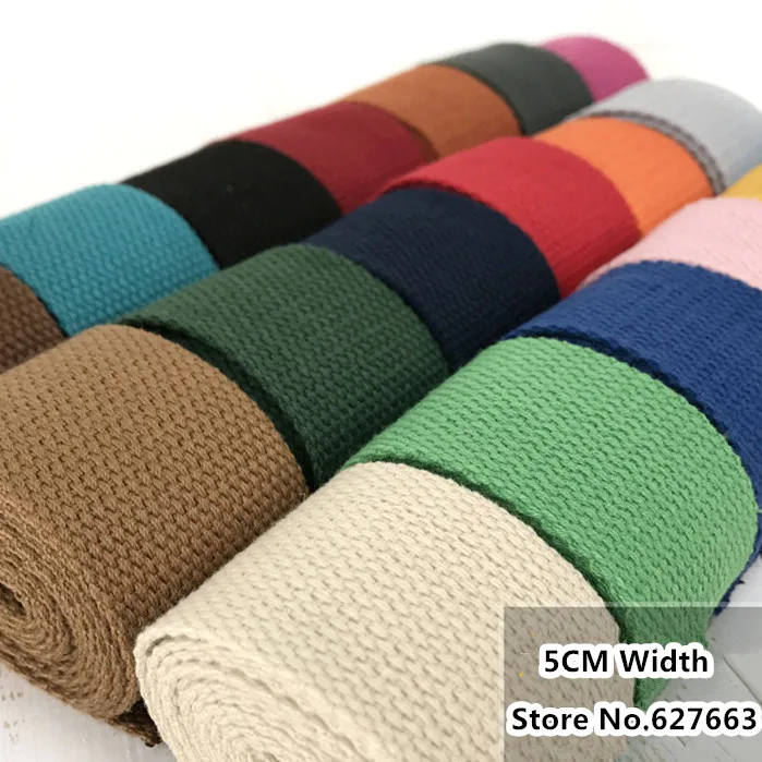 50MM Width Thick Plain Color polyester cotton canvas Webbing Ribbon bag ...