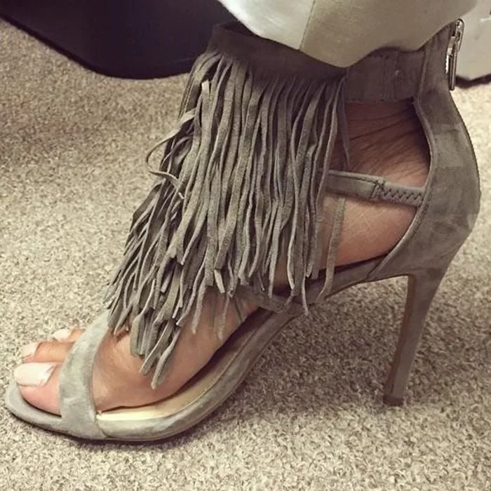 chaussures talons franges